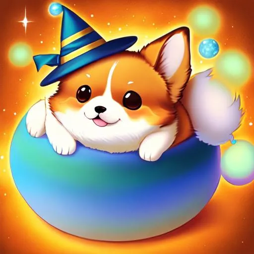 (((fat round corgi))) wearing (((wizard hat))), (((f... | OpenArt
