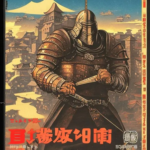 Retro, Japanese video game box art. Medieval.