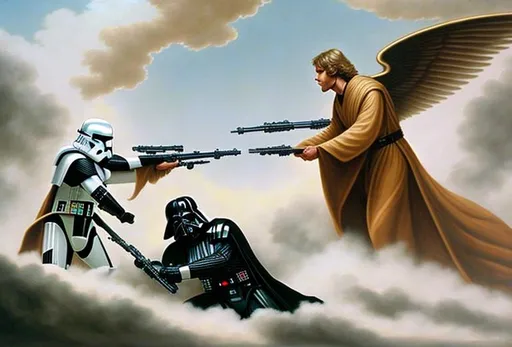 Darth Vader and Luke Skywalker as the characters in...