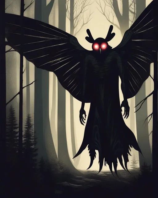 Mothman is described as a bipedal, winged humanoid.... | OpenArt