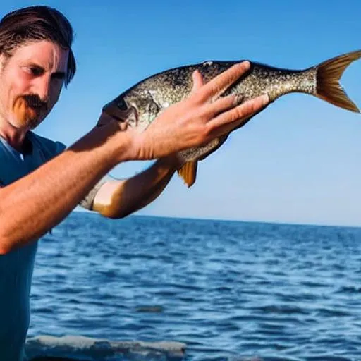 guy slapping a fish | OpenArt