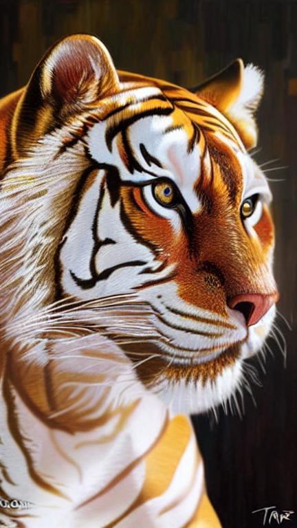 A golden Tiger. Intricate details. Style by taras lo...