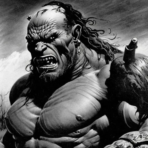 Huge mighty body builder minotaur trampling a big ci... | OpenArt