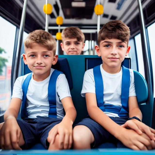 Two boys sitting in a bus. 8k(uhd) | OpenArt
