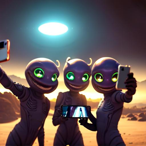 lots of aliens taking a selfie while smiling and hav... | OpenArt