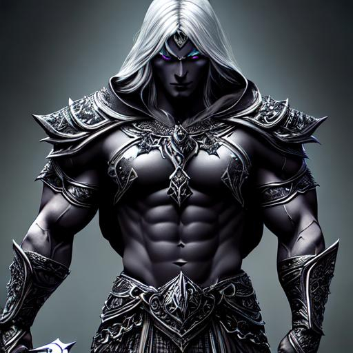 man dark elf, strong, muscular, drow, stunning, gorg...