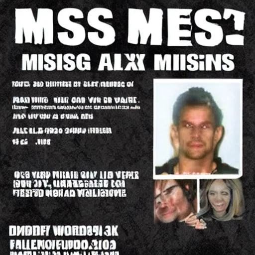 missing persons poster for someone named Alex | OpenArt