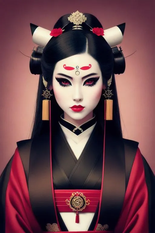 High quality detailed face of tattooed geisha prince... | OpenArt