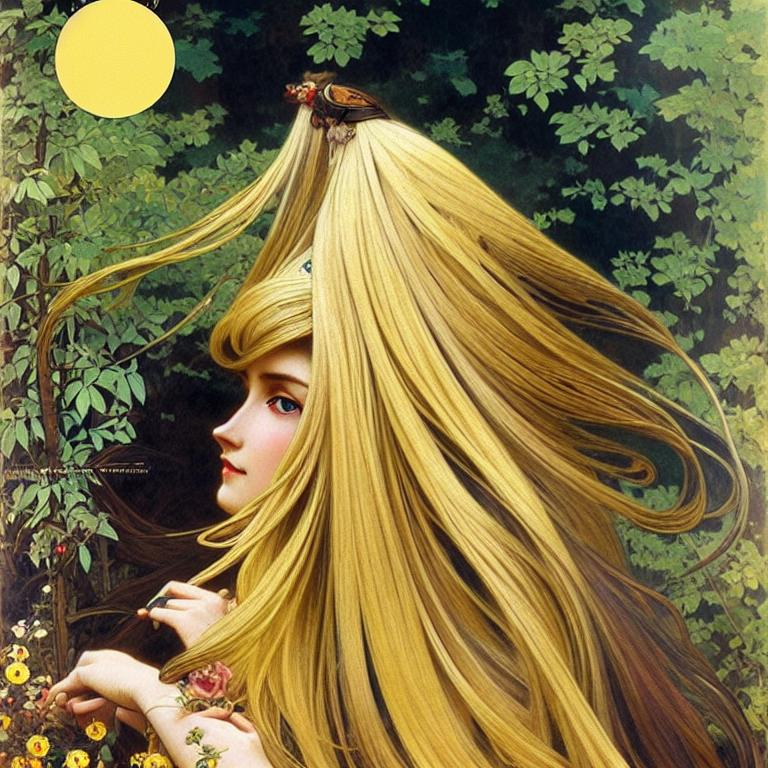 Lady Midday, long blond hair, messy hair, yellow eye... | OpenArt