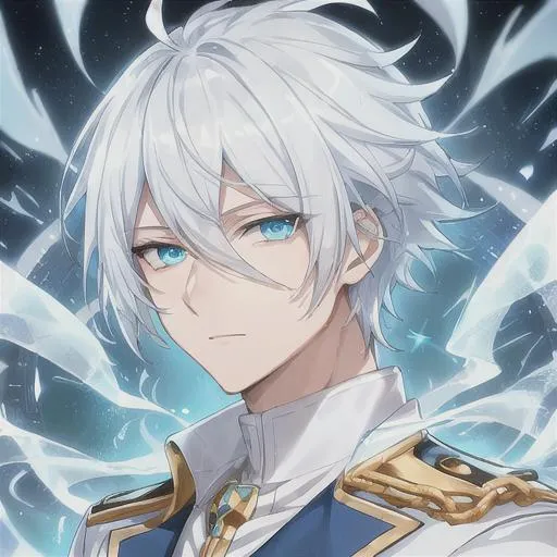 Handsome male alien hybrid, detailed eyes, wind eman...