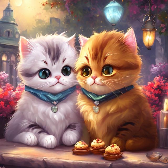 two cute high quality kitties on a date, victirian e... | OpenArt