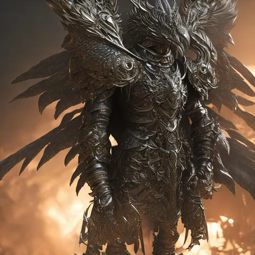 Anthropomorphic majestic garuda knight, portrait, fi...