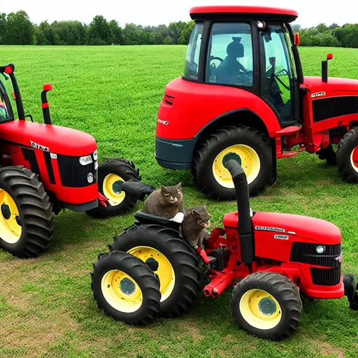 cats driving tractors | OpenArt