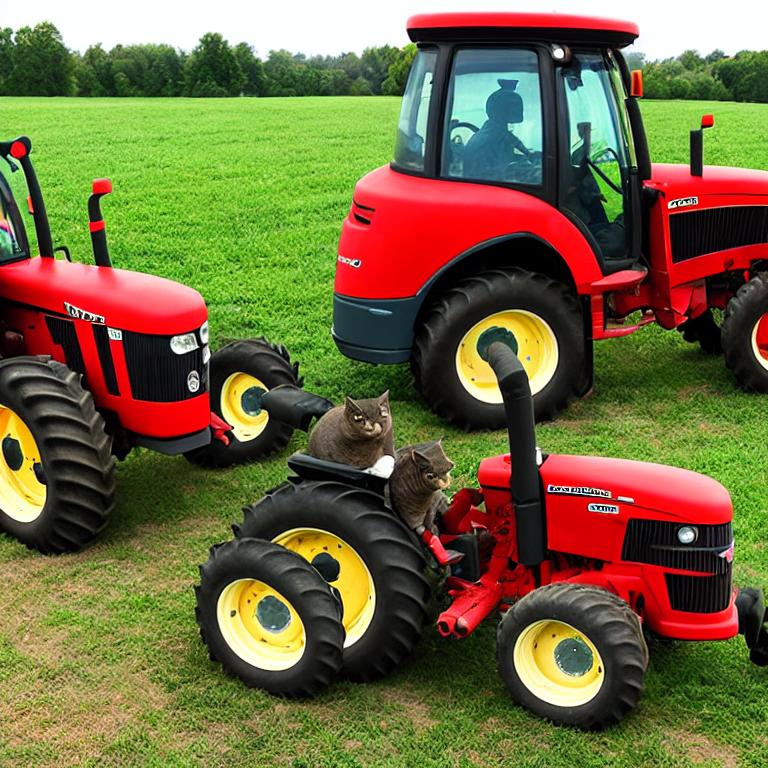 cats driving tractors | OpenArt