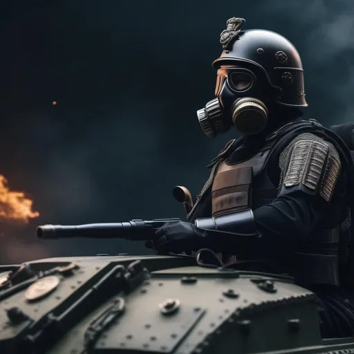 A depression modern roman military male in black mil...