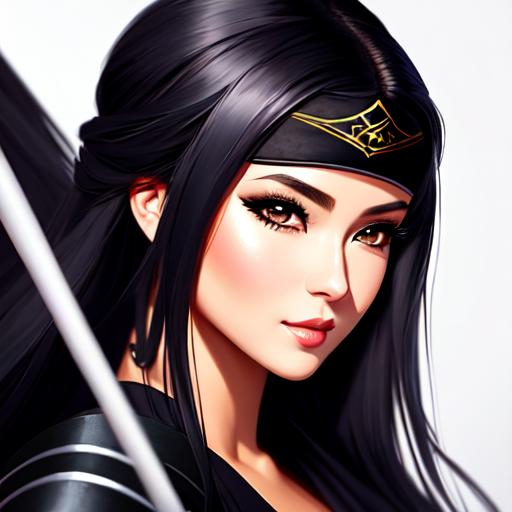 Professional painting of a beautiful female ninja ho... | OpenArt