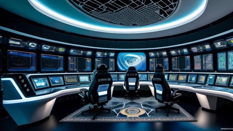 interior of futuristic galactic command center, intr...