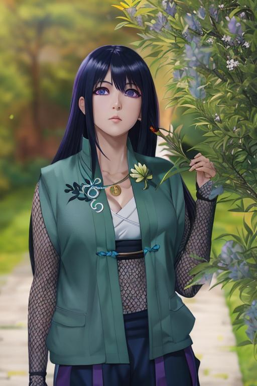 Hinata Hyuga as hyperrealistic beautiful anime-style...
