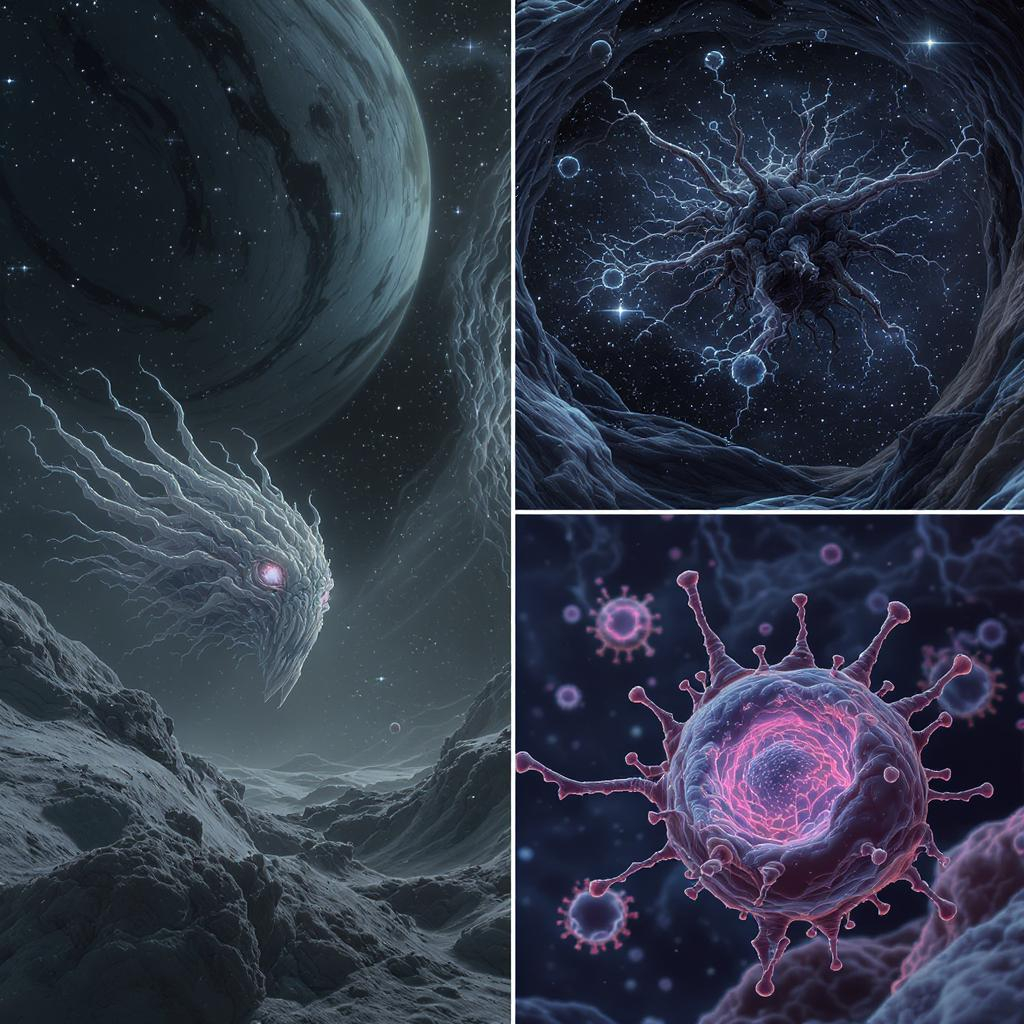 AI-generated creatures, surreal planets, animated cells