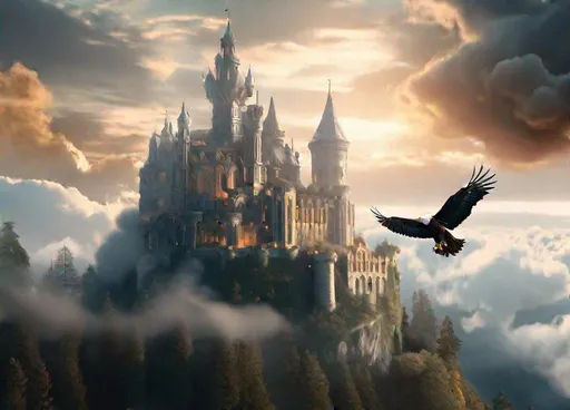 Lord of the ring style cinematic scene, Castle in Va...