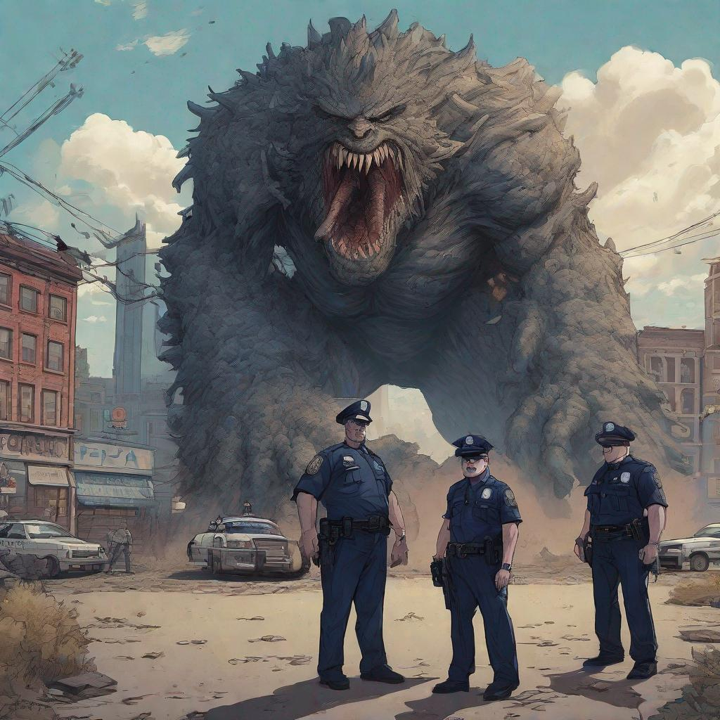 Three cops make their final stand against a giant mo...