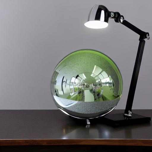 silver fully mirror finish reflective sphere on tabl... | OpenArt