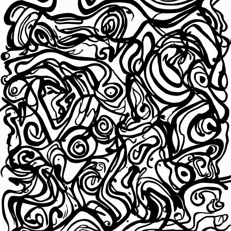 Simple shapes art colors sketch abstract black outline | OpenArt