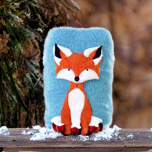 cute tricot art fox, comfy light, in a snow forest | OpenArt