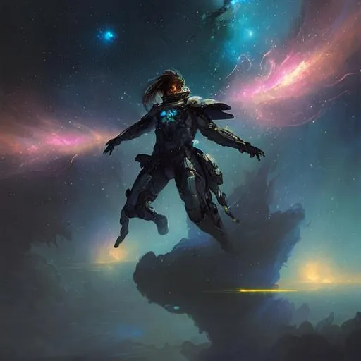 digital painting of a man ascending to galactical bl... | OpenArt