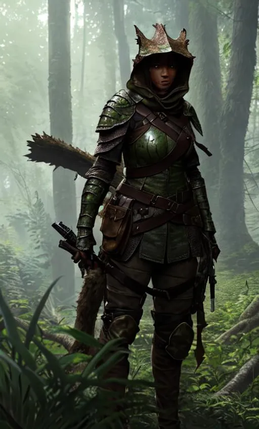 Post apocalyptic ranger. Standing to the right, in a... | OpenArt