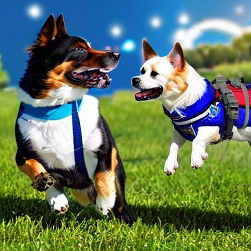 dogs flying to the moon with jetpacks | OpenArt