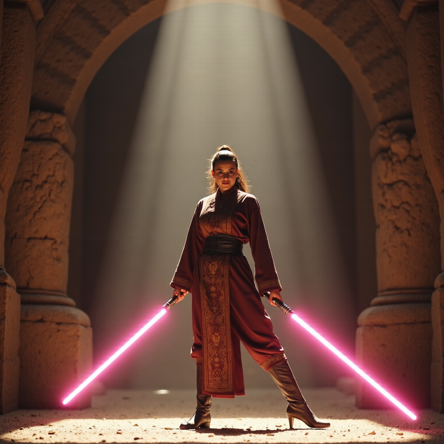 Young female Jedi, photorealistic full-body image, h...