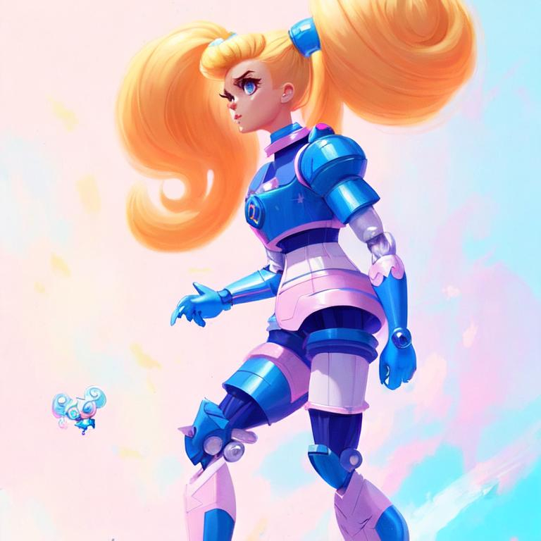 Powerpuff Girls Bubbles Blonde Side Ponytails Mech Openart | My XXX Hot ...