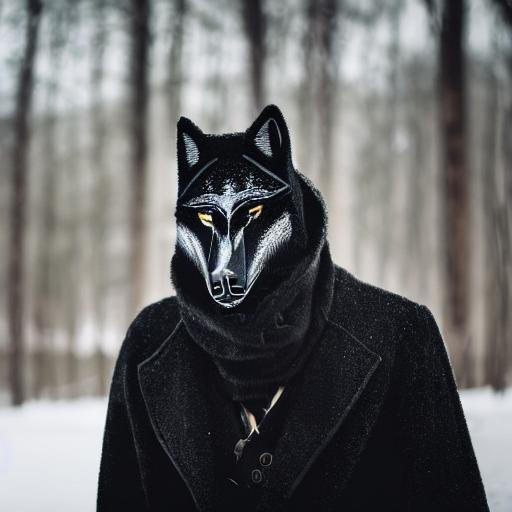 man in a real black wolf mask dressed in a black ove... | OpenArt