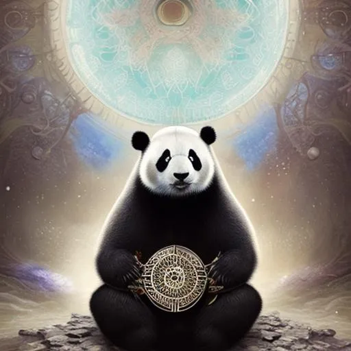 Hypnotic illustration of a panda meditating, hypnoti... | OpenArt