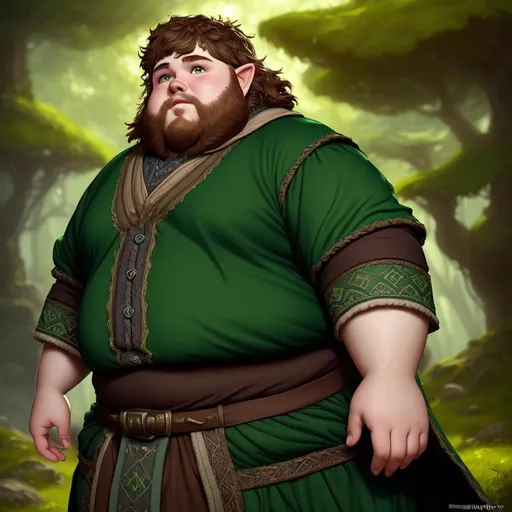 fat young halfling god with brown hair and beard and... | OpenArt