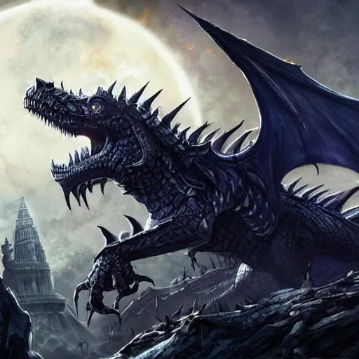 fantasy art style, giant dragon, painting, evil, cit... | OpenArt