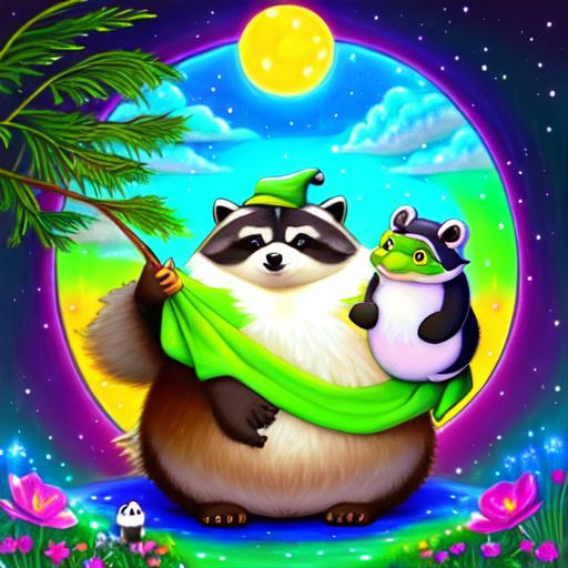 fantasy oil painting ((((fat Wizard raccoon)))) ((ho... | OpenArt