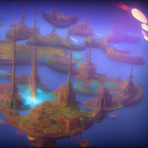 four cosmic fantasy floating islands with cyberpunk... | OpenArt