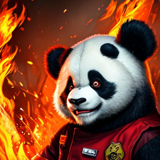 Panda dressed in firefighter clothes, Panda body, Ro... | OpenArt