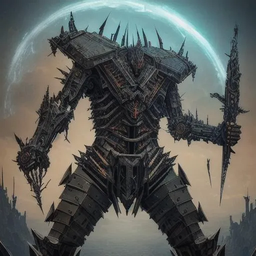 Armamentus is a towering and imposing creature, comp... | OpenArt