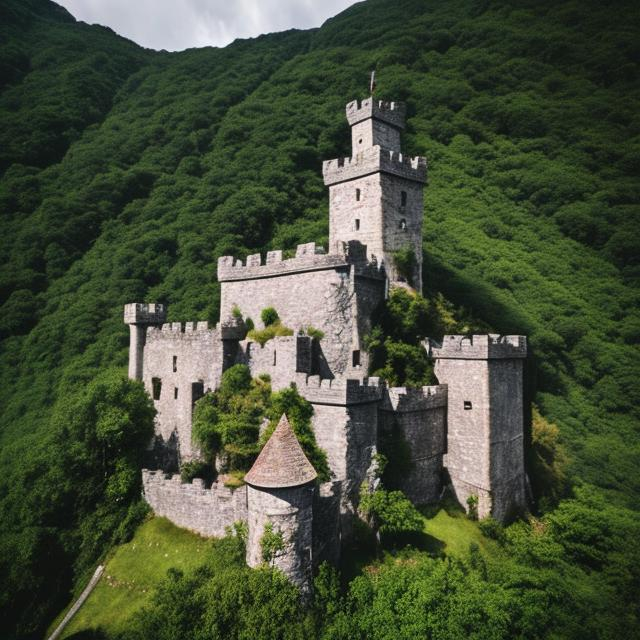 small castle on the side of a Mountain