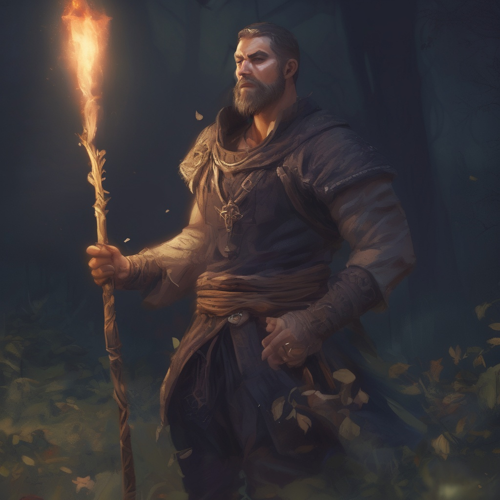 (Full body) male muscular summoner with short hair a...
