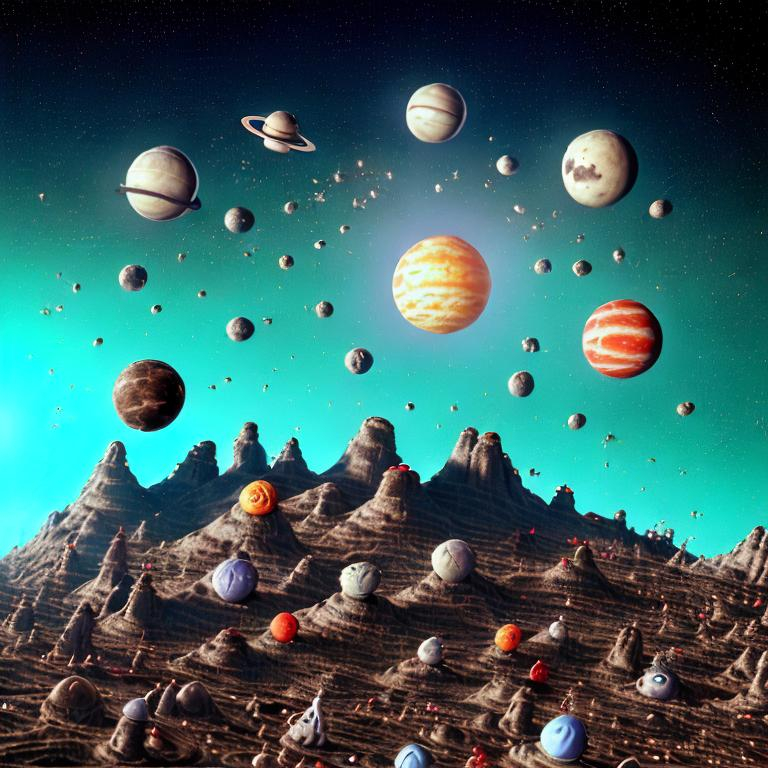 three Suns three moons planets all around Cows upsid... | OpenArt