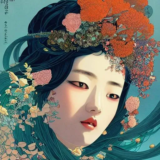 beautiful cute front portrait Korean ninfa, big long... | OpenArt