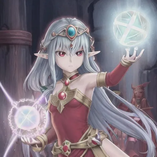 elf warrior orbe of x ray girl magic ring red