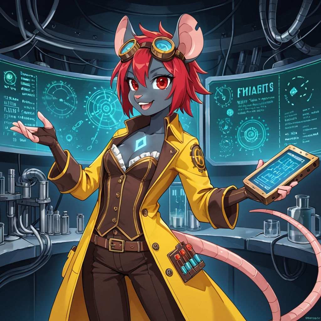 A steampunk electrical science lab scene Foreground:...
