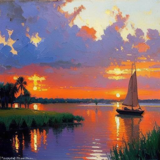 Oil painting, landscape in the style of Peder Mork...