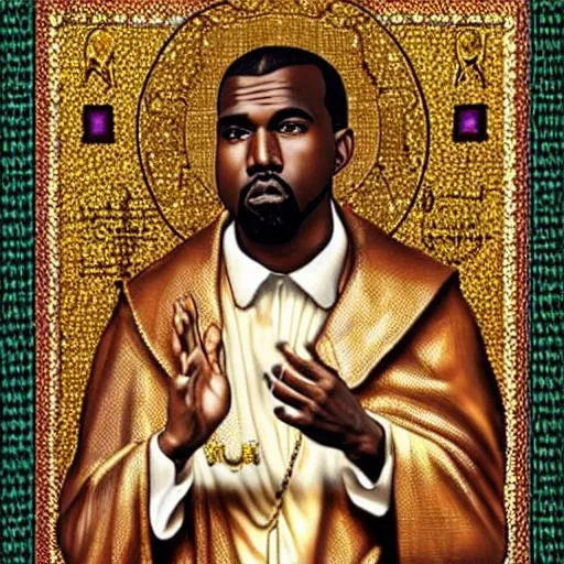 kanye west as an orthodox saint icon made of gold | OpenArt