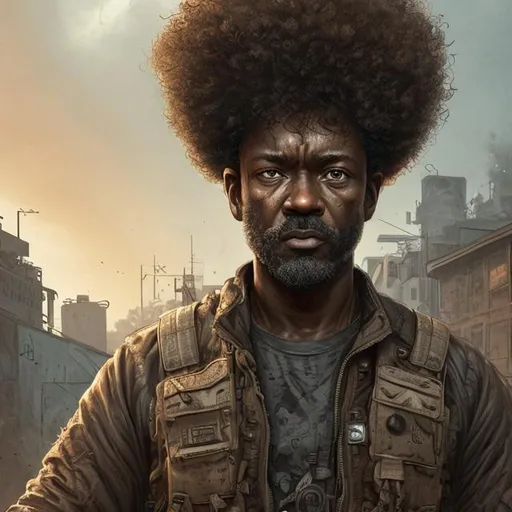 Please create an illustration of a Black father, pos... | OpenArt